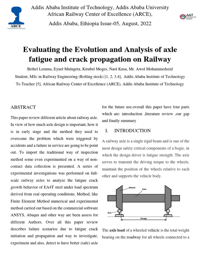 Evaluating The Evolution and Analysis of Axle Fatigue and Crack Propagation On Railway ...