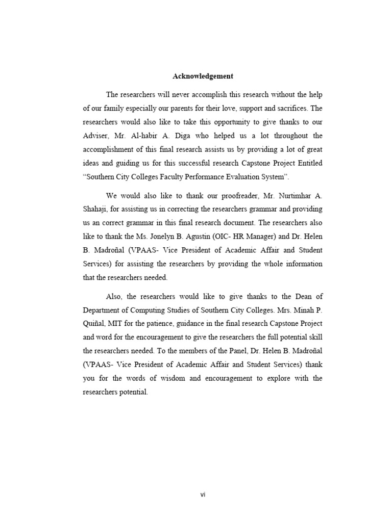 Acknowledgement for Social Science Project | PDF | Social Science ...