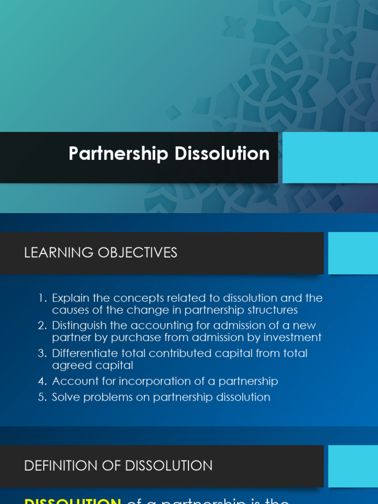 Partnership Dissolution and Accounting Guide | PDF | Equity (Finance ...