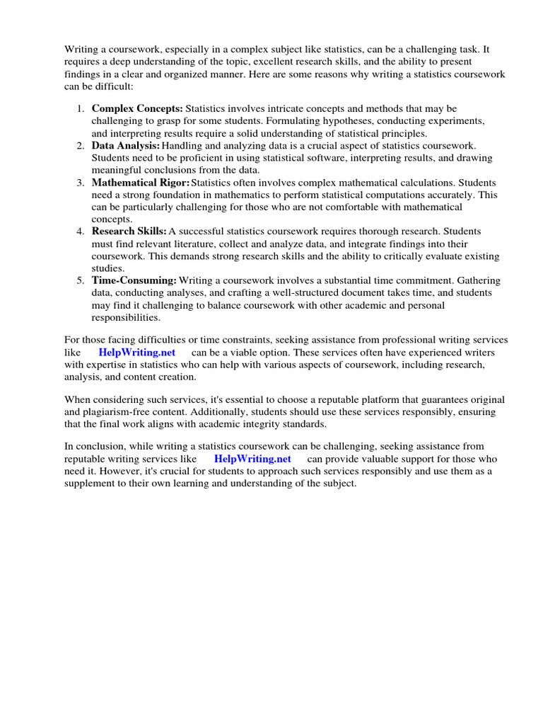 Statistics Coursework Tips | PDF