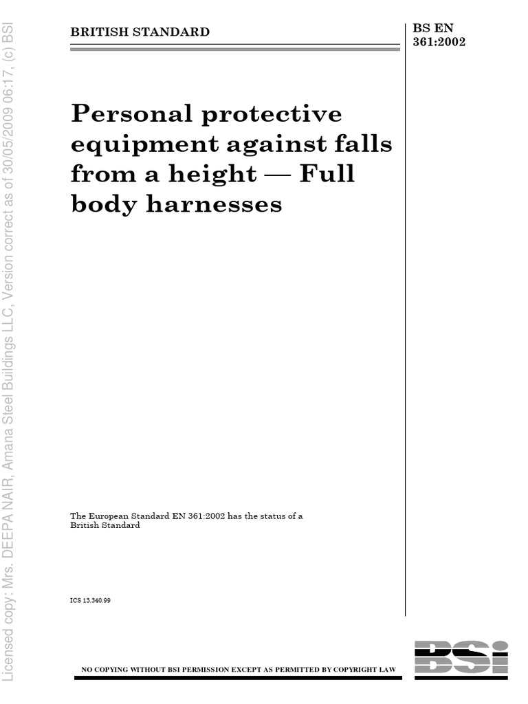 BSEN 361-2002-Full Body Harnesses | PDF | European Union