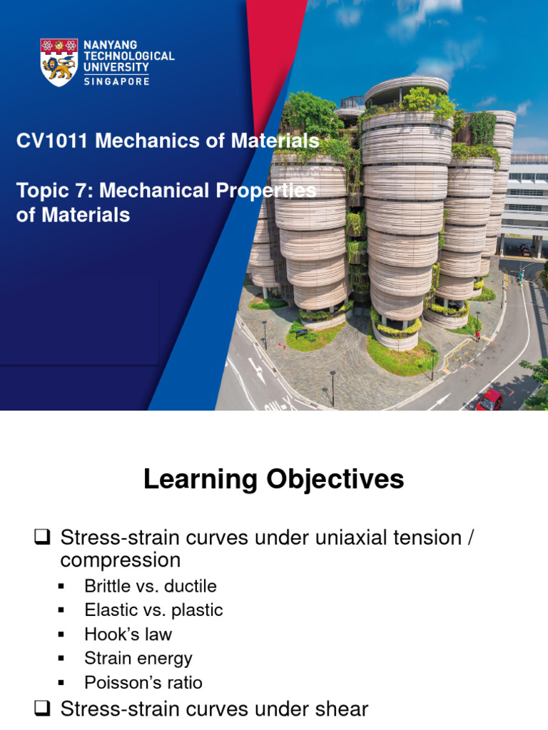 CV1011 - 7 Mechanical Properties of Materials | PDF | Deformation (Engineering) | Elasticity ...