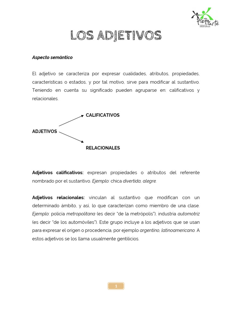 El Adjetivo | PDF | Adjetivo | Numero Gramatical