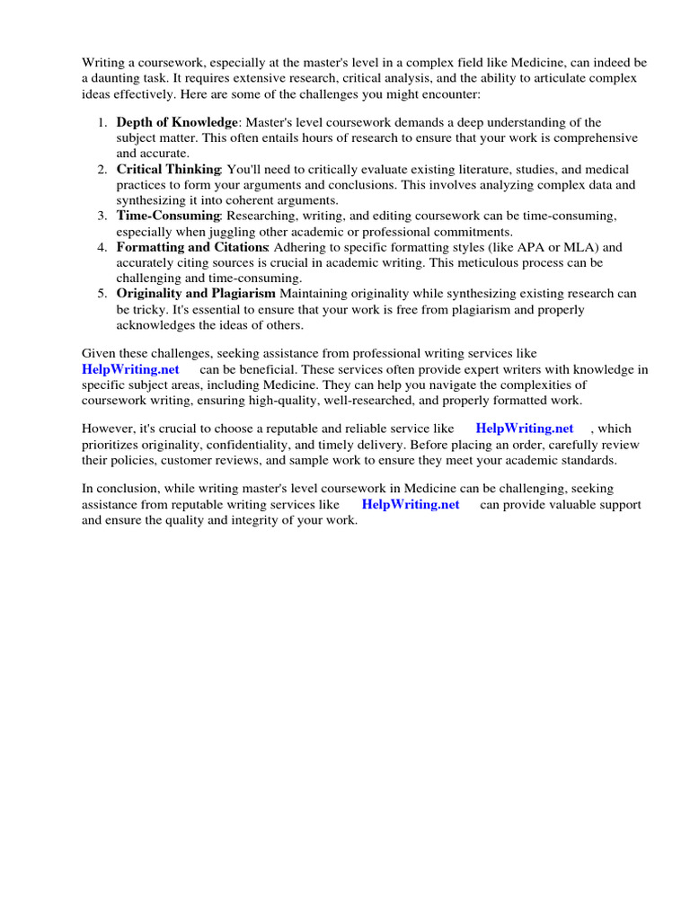 Master of Medicine Coursework | PDF | Medicine | Medical School