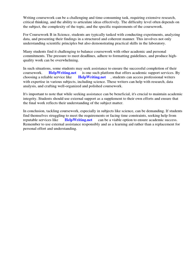 Coursework B 2014 Science | PDF | Science | Academic Degree