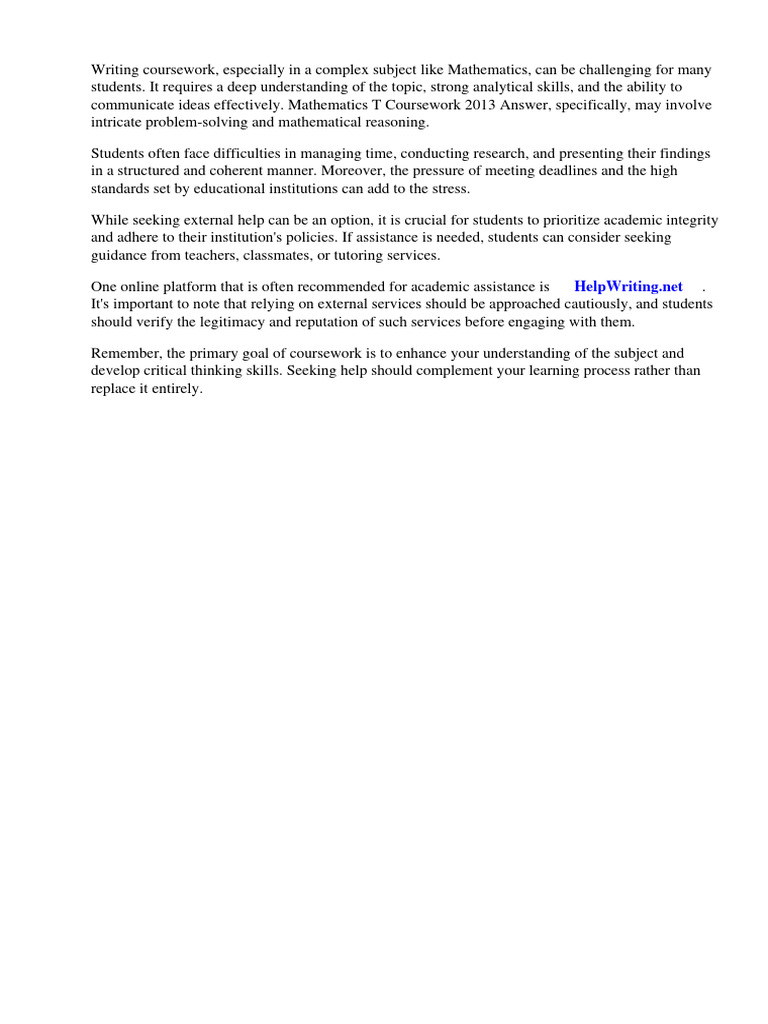 Mathematics T Coursework 2013 Answer | PDF | Mathematics | Science
