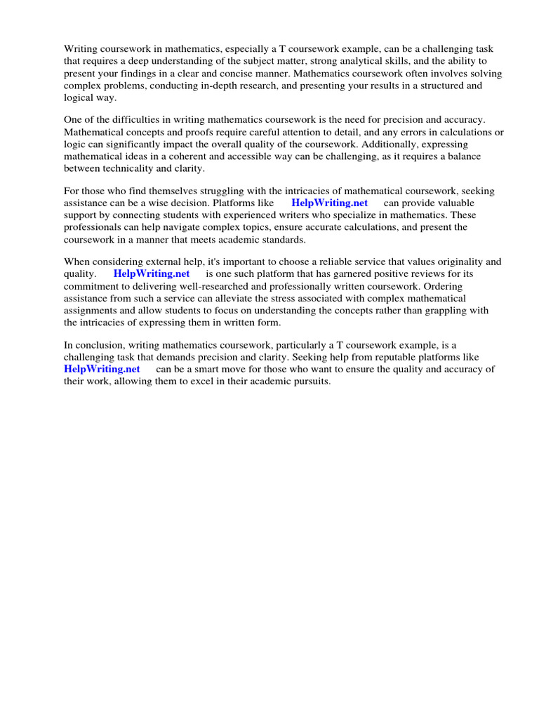 Mathematics T Coursework Example | PDF | Mathematics | Methodology