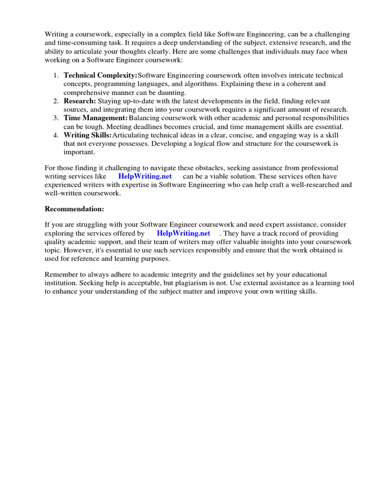 Software Engineer Course Work | PDF | Software | Security