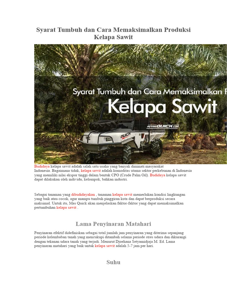 Syarat Tumbuh Dan Cara Memaksimalkan Produksi Kela | PDF