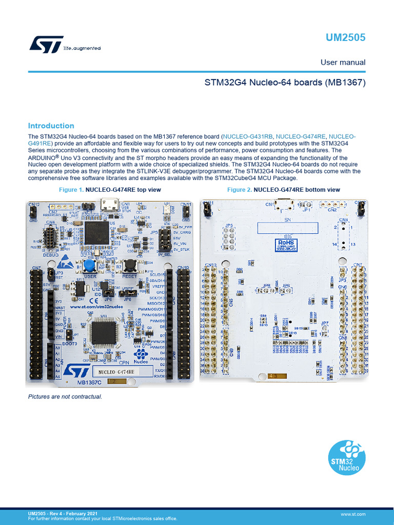 Um2505 Stm32g4 Nucleo64 Boards Mb1367 Stmicroelectronics | PDF