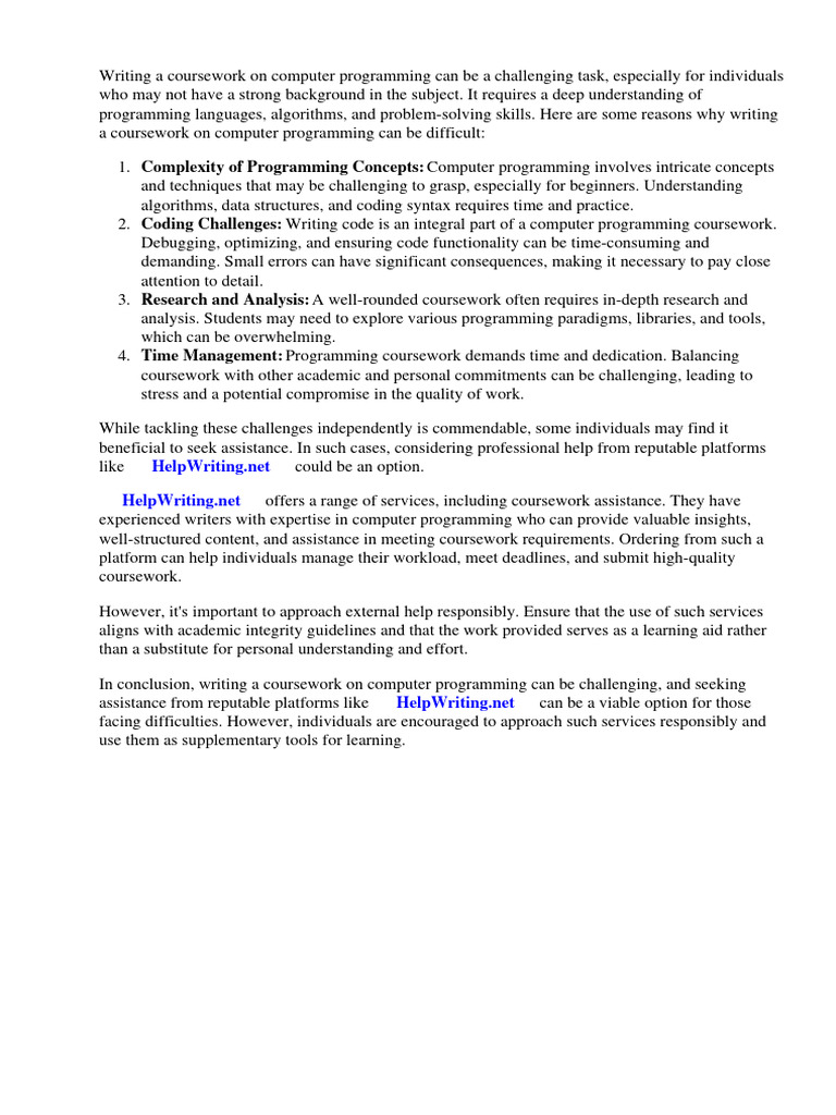 Computer Programming Course Work Pdf Computer Programming Programmer 3408