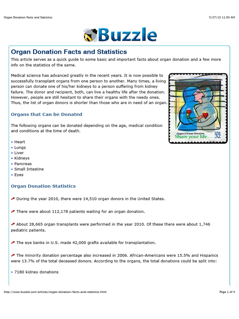 Buzzle | PDF | Organ Donation | Organ Transplantation
