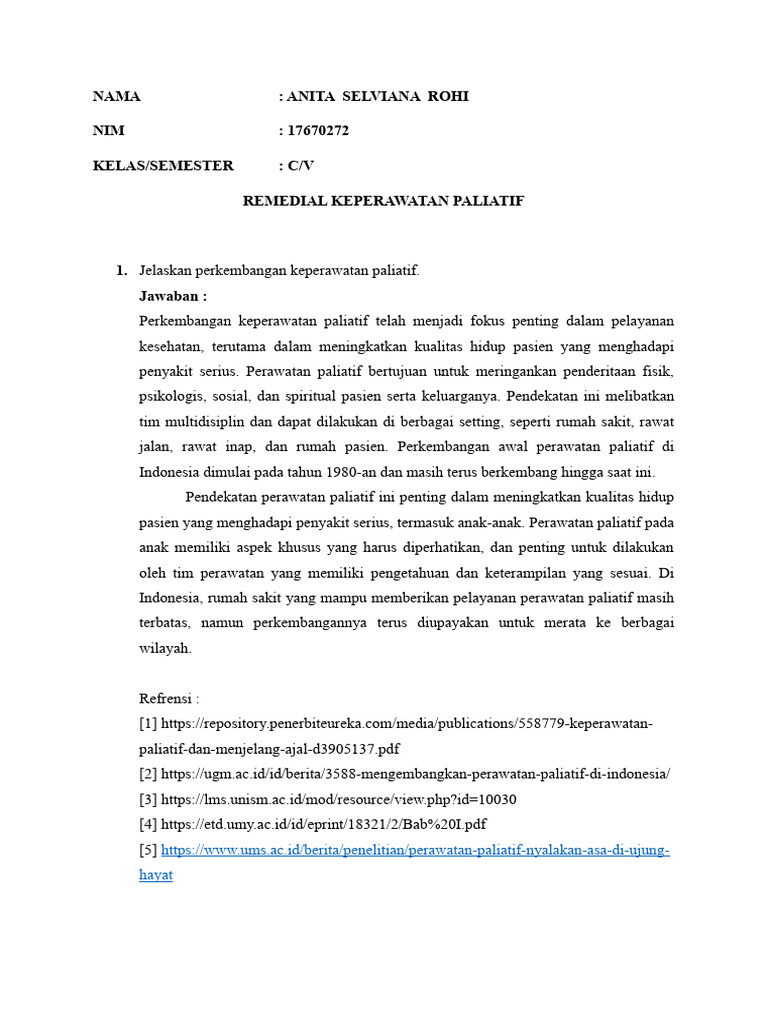 Anita. Tugas Paliatif | PDF