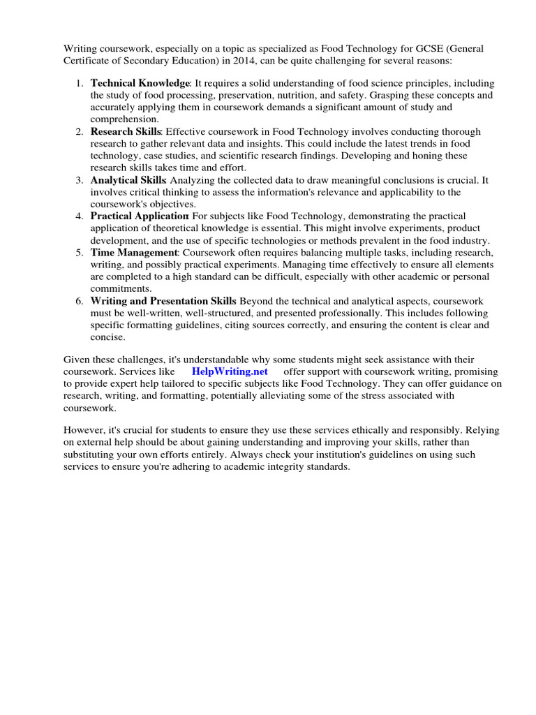 Food Technology Gcse Coursework 2014 | PDF | Knowledge | Nutrition Food Technology Gcse Coursework 2014 | PDF | Knowledge | Nutrition