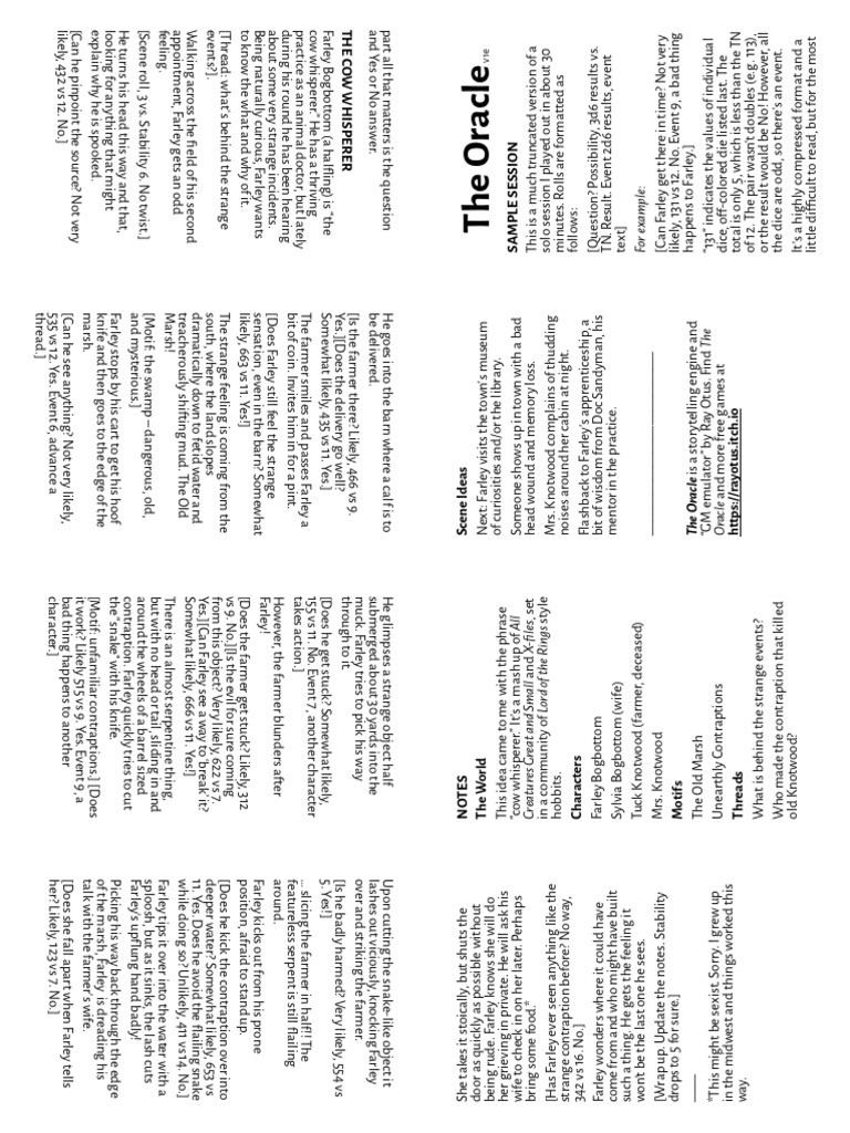 Oracle 1e Play Example Pocketmod A4 | PDF