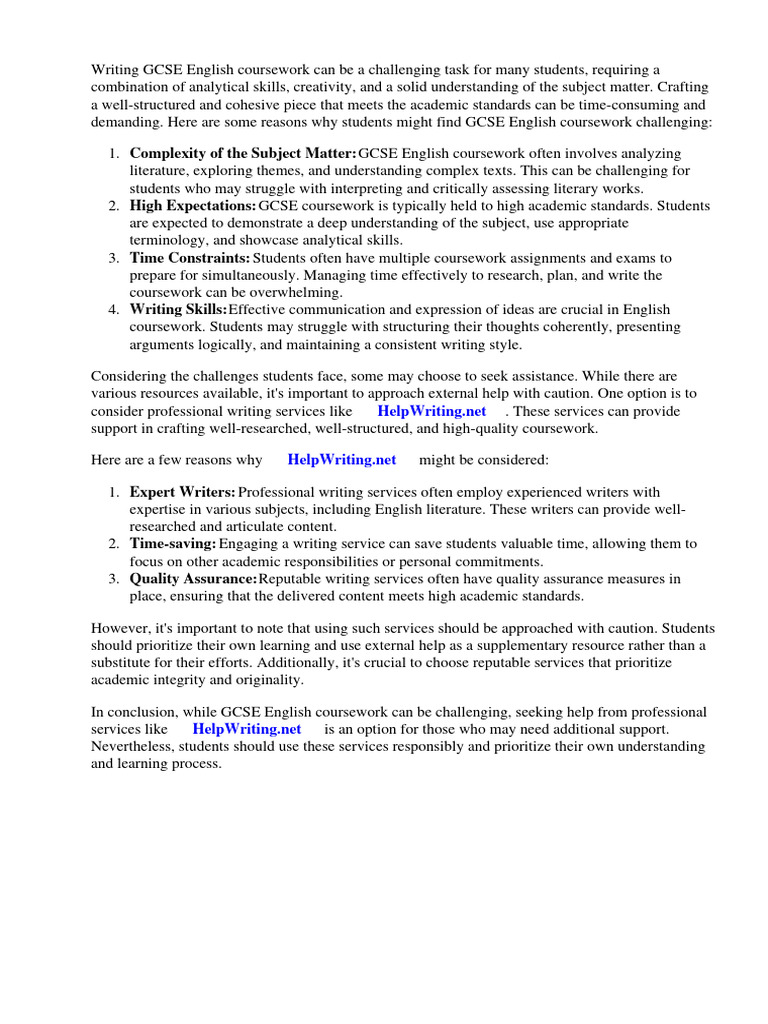How To Write Gcse English Coursework | PDF | English Studies