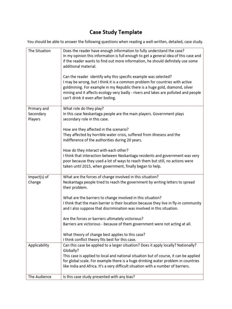 Case Study Template | PDF | Behavioural Sciences | Cognitive Science
