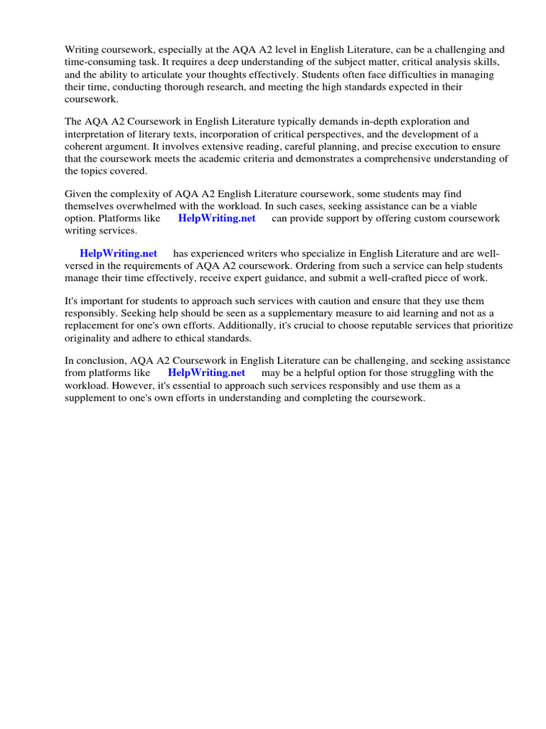 Aqa A2 Coursework English Literature | PDF | Educational Technology ...