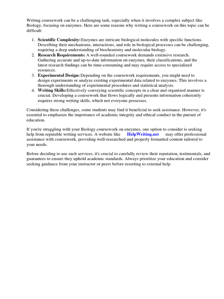 Biology Coursework Enzymes | PDF | Enzyme | Active Site