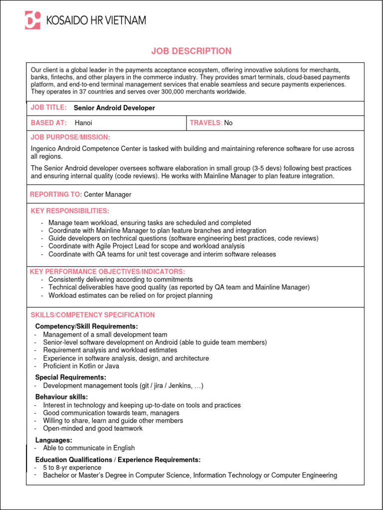 KSD - Senior Android Developer-1 | PDF | Computers