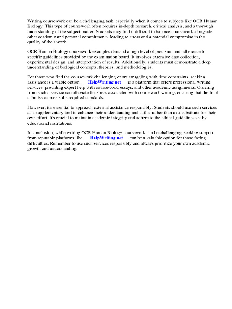 Ocr Human Biology Coursework Examples | PDF | Facebook | Linked In