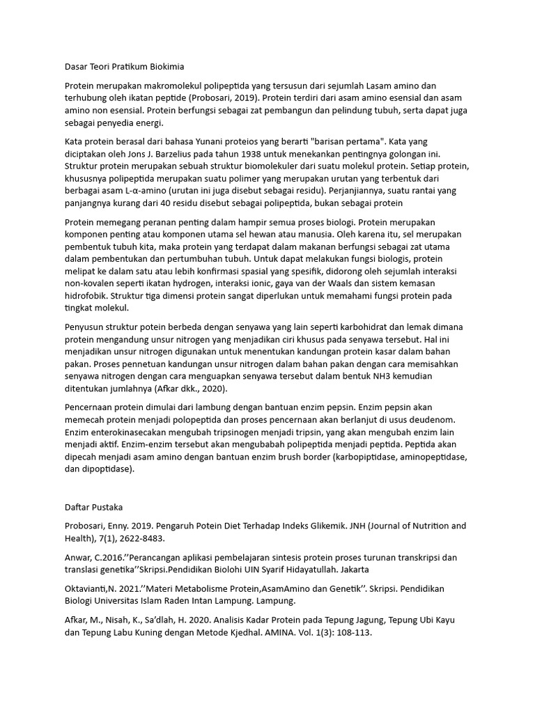 Dasar Teori Pratikum Biokimia | PDF | Kesehatan Holistik