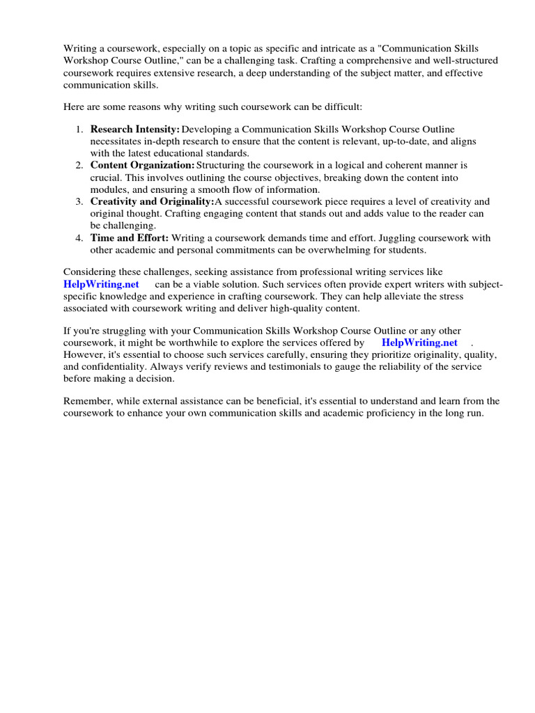 Communication Skills Workshop Course Outline | PDF | Equations ... Communication Skills Workshop Course Outline | PDF | Equations ...