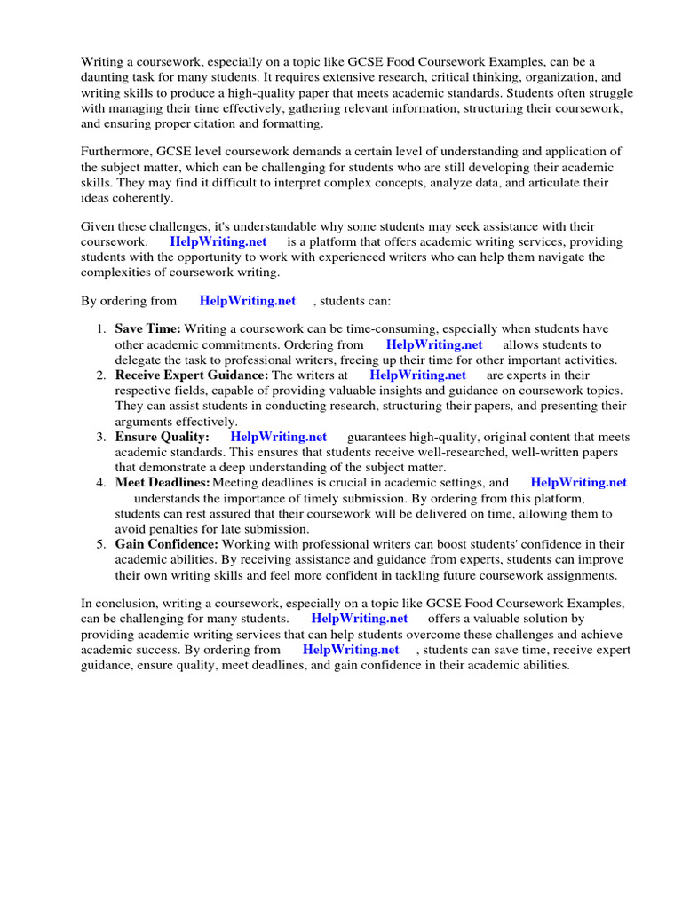 Gcse Food Coursework Examples | PDF | Dieting | Information