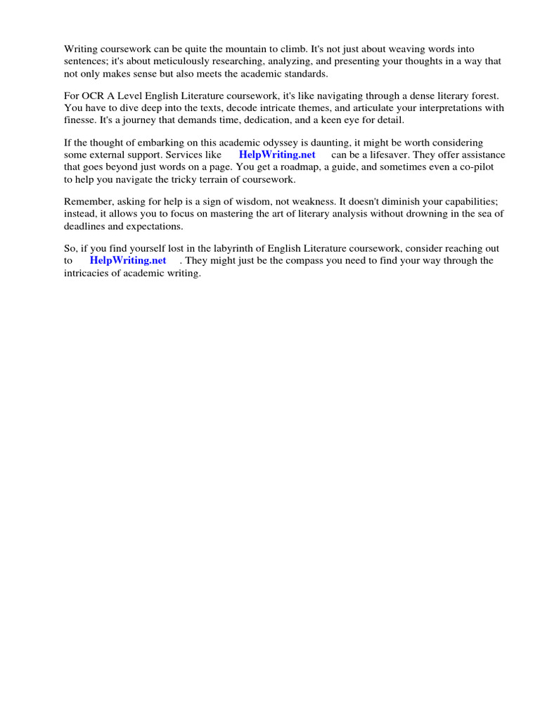 Ocr A Level English Literature Coursework Examples | PDF | Facebook ...
