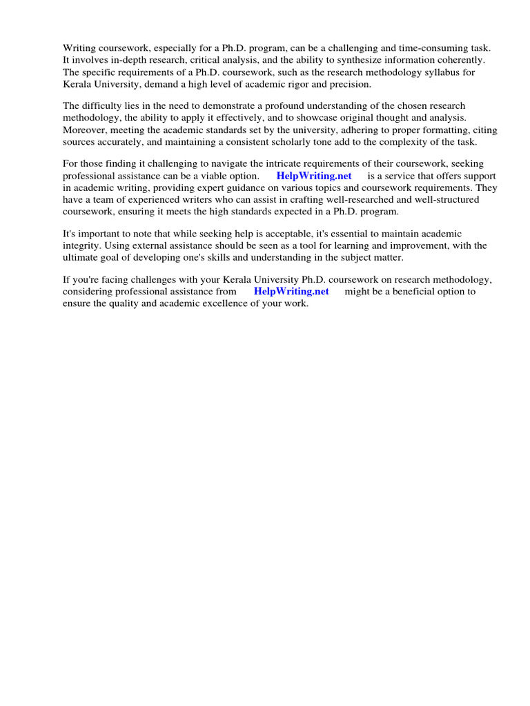 Kerala University PHD Course Work Research Methodology Syllabus | PDF ...