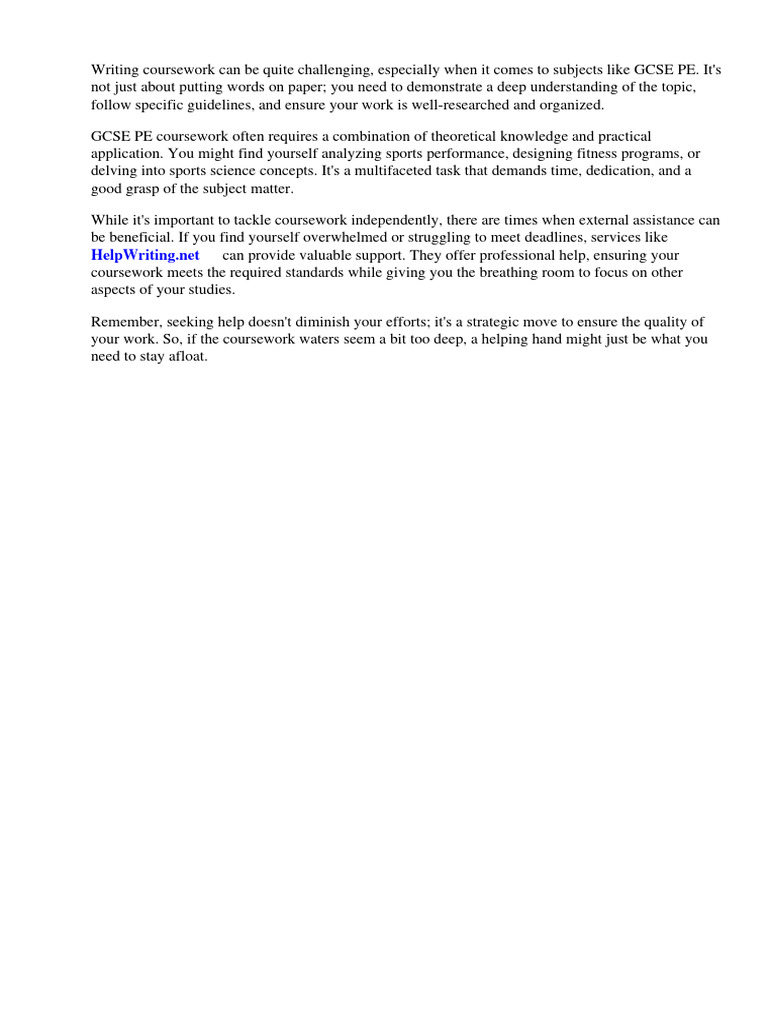 Gcse Pe Coursework | PDF | Physical Fitness Gcse Pe Coursework | PDF | Physical Fitness