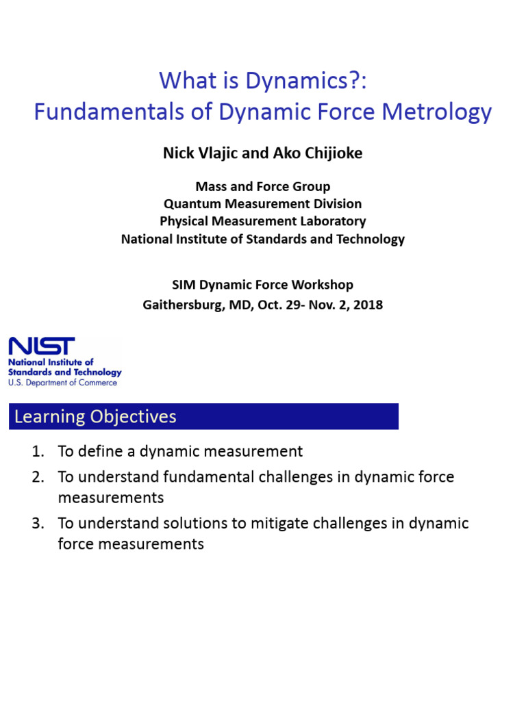 SIM Dynamic Force Workshop What Is Dynamic Force | PDF | Force | Metrology