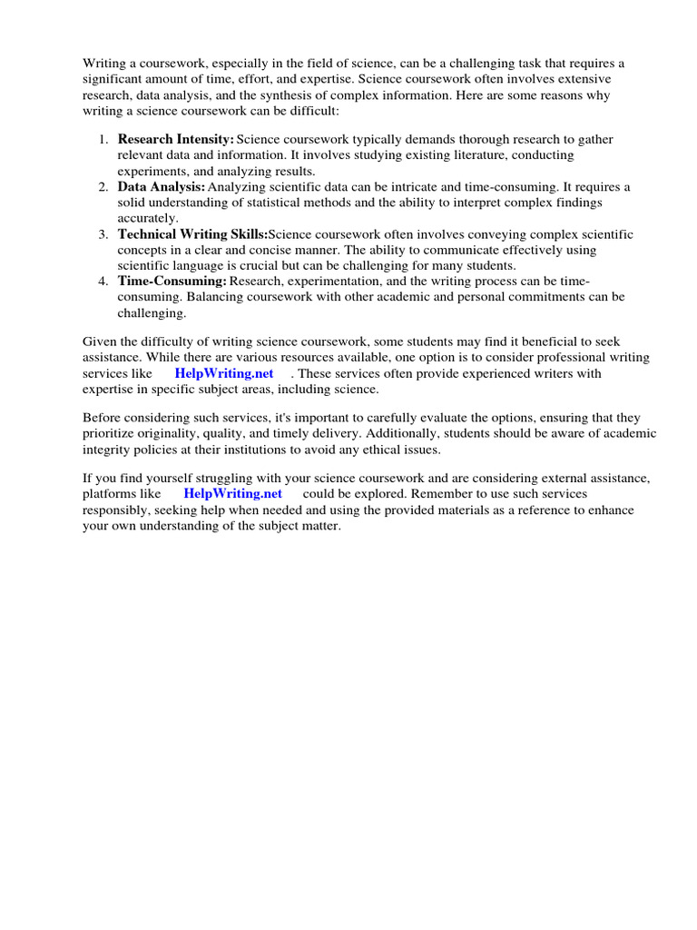 Science Coursework Paper | PDF | Data | Science