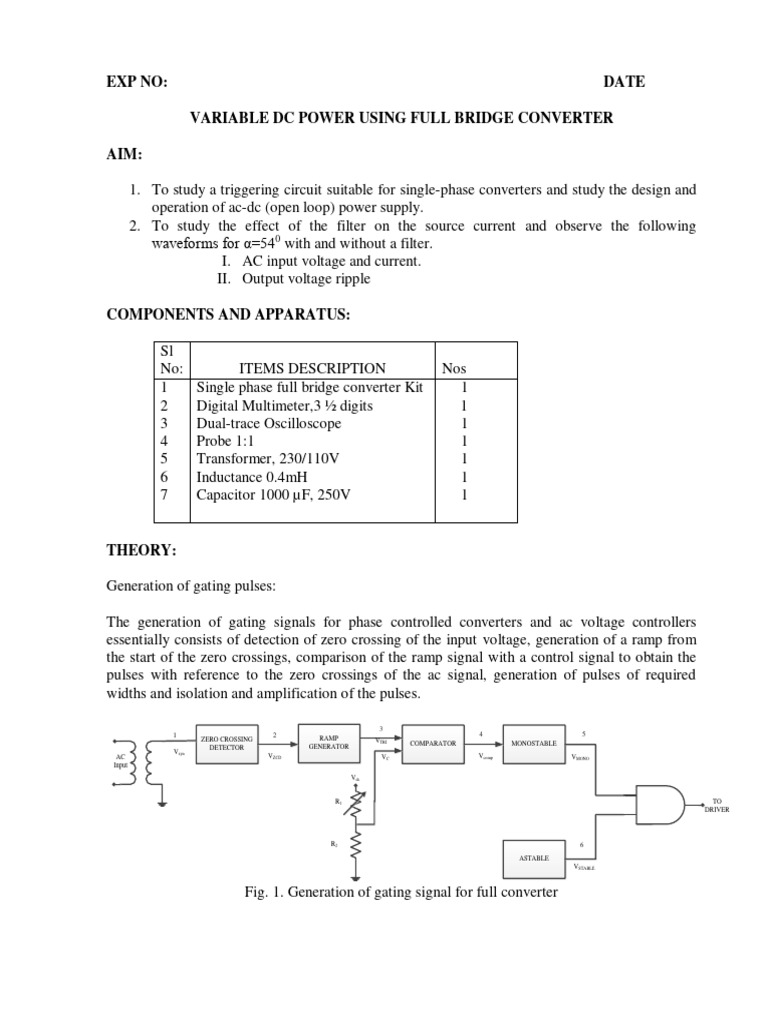 Variable DC Power Using Full Bridge Converter | PDF | Rectifier ...