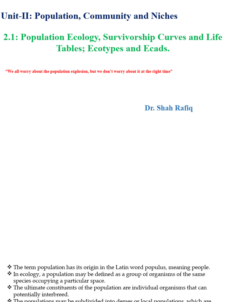 Population Ecology | PDF | Ecology | Population