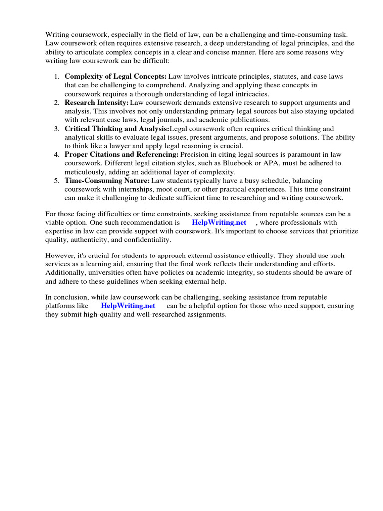 Examples of Law Coursework | PDF