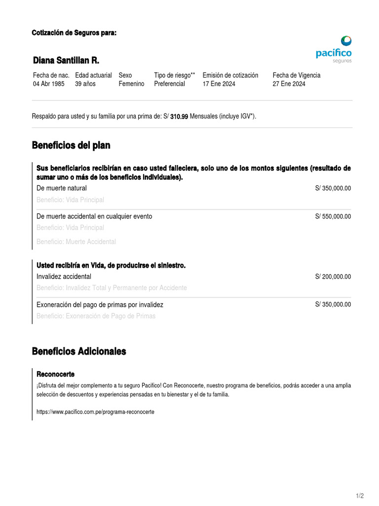 Proyeccion Seguro Vida Devolucion Plus de 20 Años Al 150% Mas AP | PDF | Finanzas y dinero