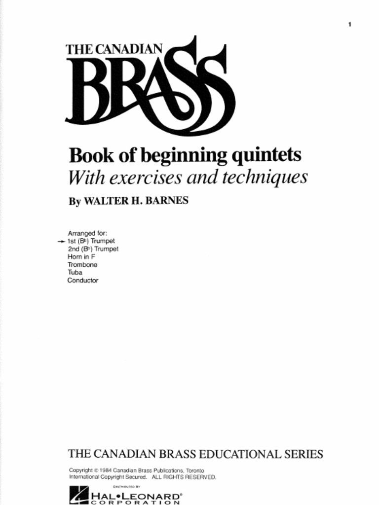 Book of Beginning Quintets - Trumpet 1 | PDF