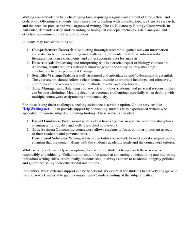 Ocr Gateway Biology Coursework | PDF | Cost Of Living | Data