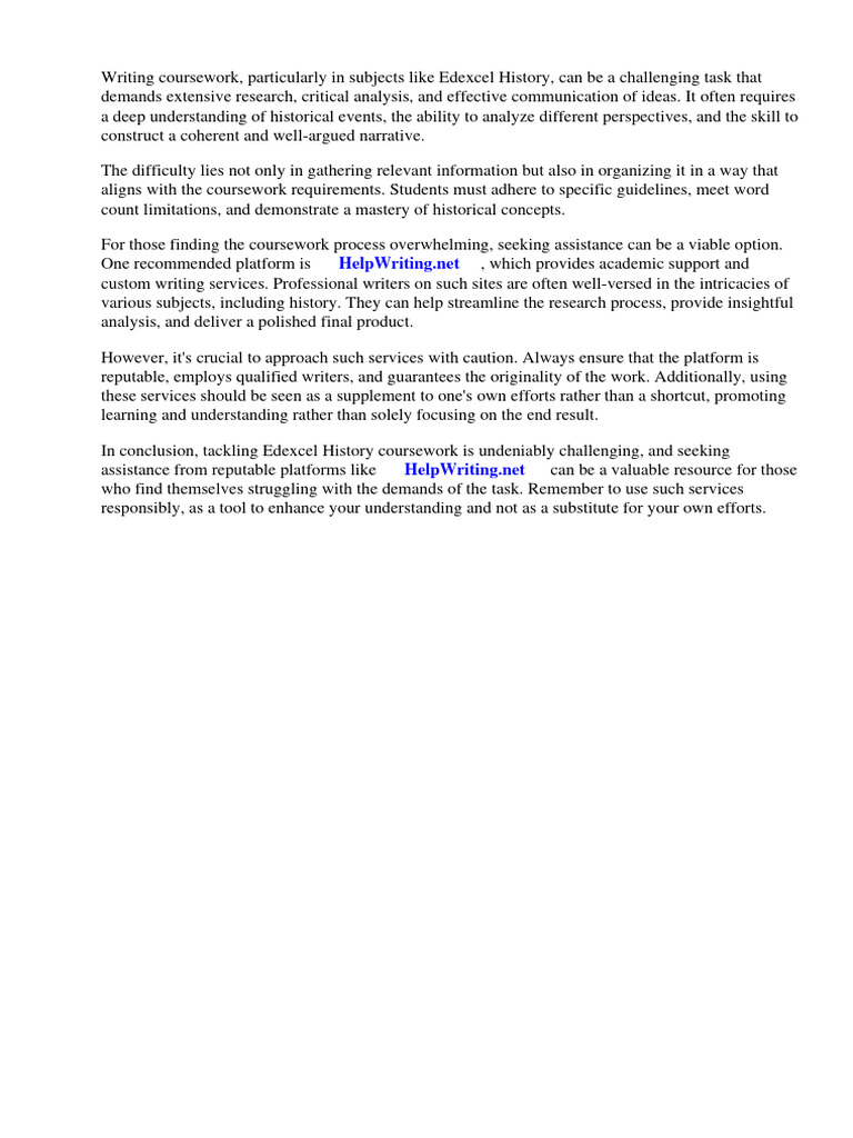 Edexcel History Coursework Help | PDF | Student Assessment And ...