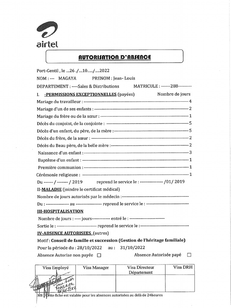 Autorisation D'absence | PDF