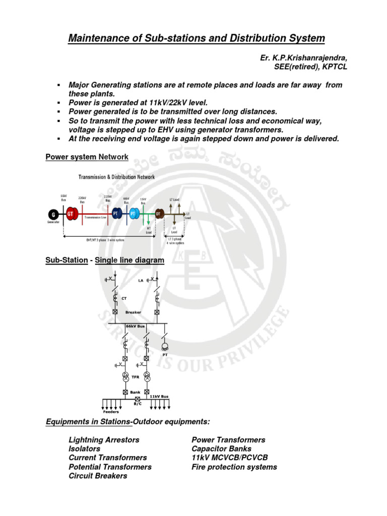 Substation Maintenance and Distribution Systems | PDF | Electrical ...