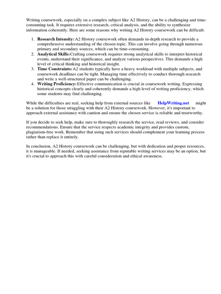 A2 Coursework History | PDF