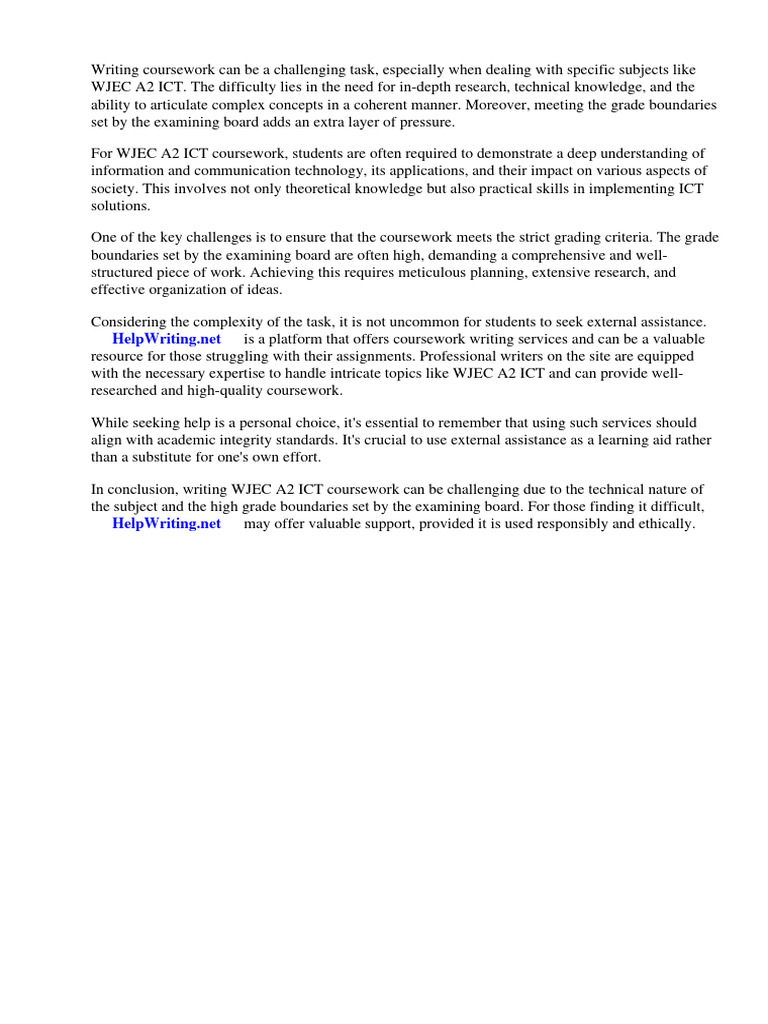 Wjec A2 Ict Coursework Grade Boundaries | PDF | Qualifications