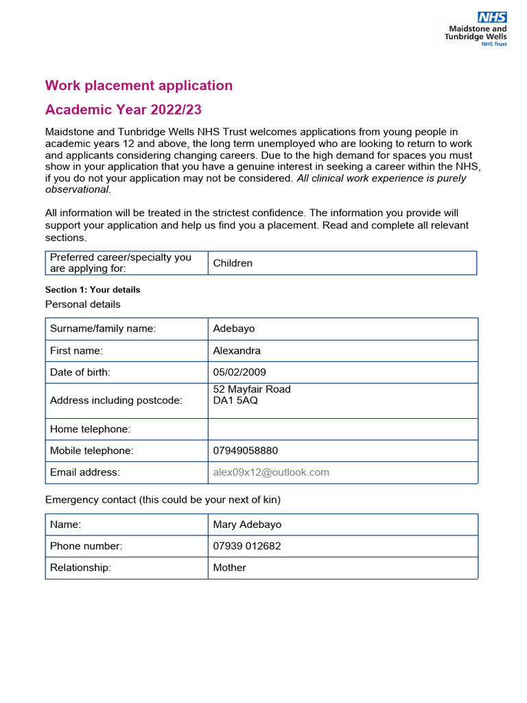 Work-Experience-Application-Form-with-controls 2 | PDF | Career & Growth