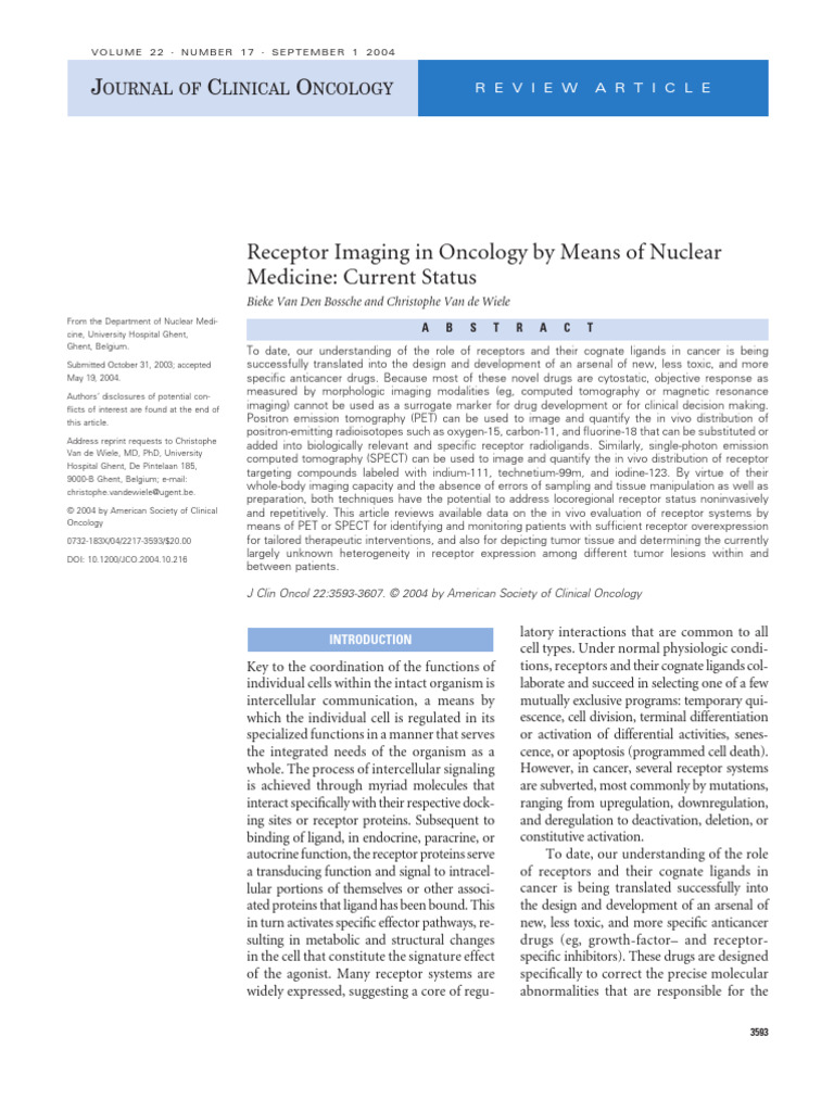Receptor Imaging in Oncology by Nuclear Medicine | PDF | Positron ...