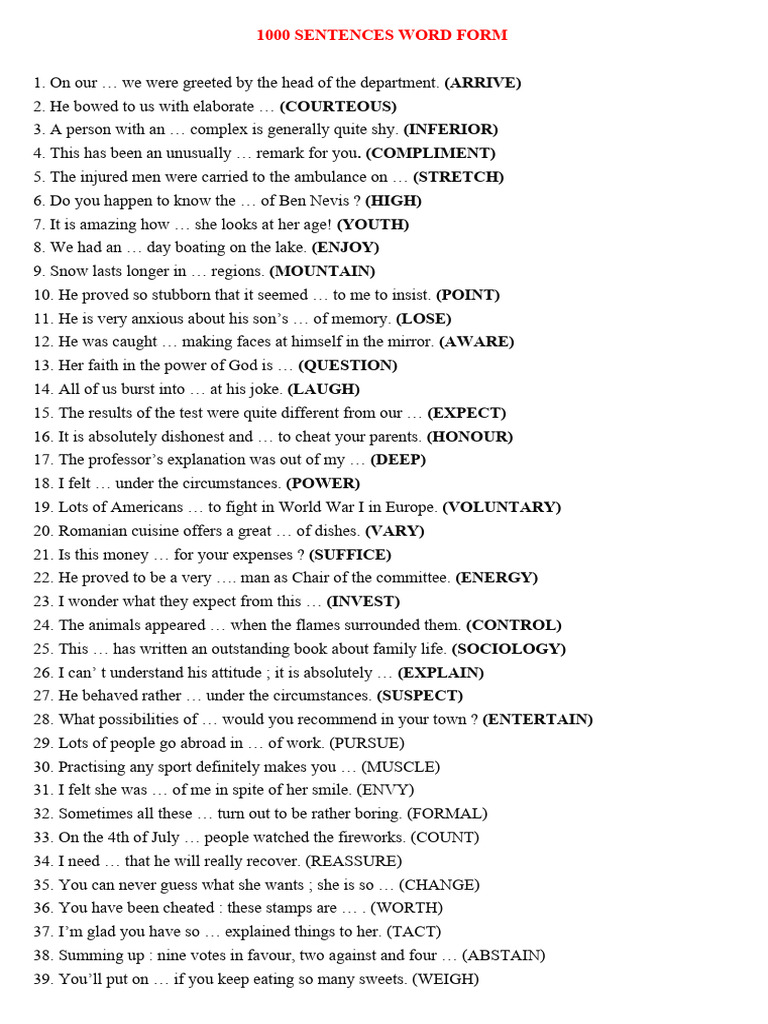 Vocabulary Building Exercise | PDF