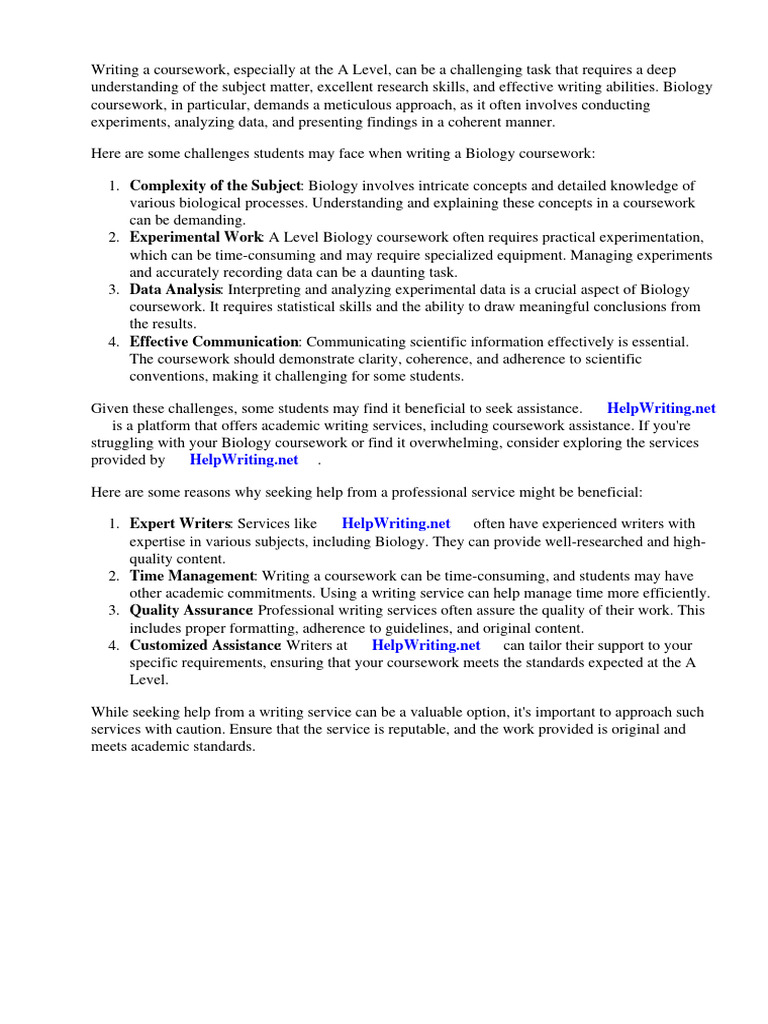 Biology Coursework A Level | PDF | Expert | Experiment