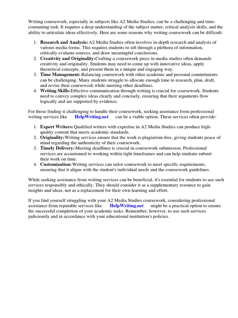 A2 Media Studies Coursework Samples | PDF | Critical Thinking