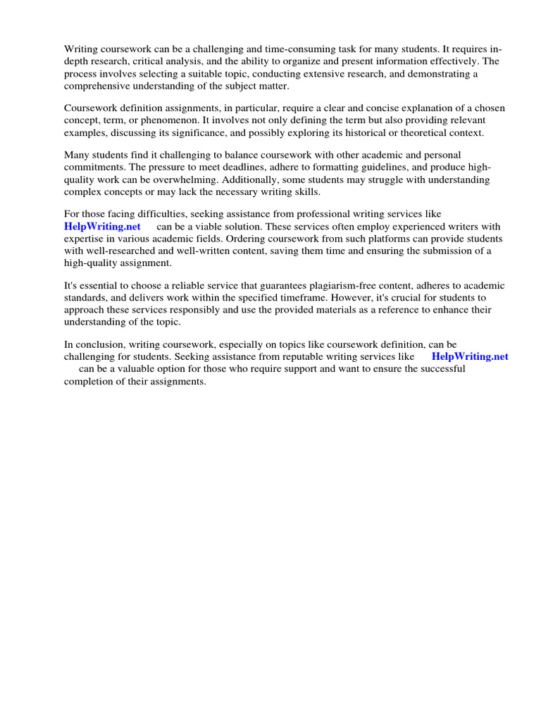 Coursework Definition | PDF | Thesis | Essays